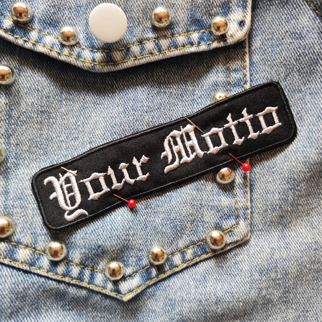 Custom Gothic Old English Patch Embroidered Biker Badge - Mottopatch ...
